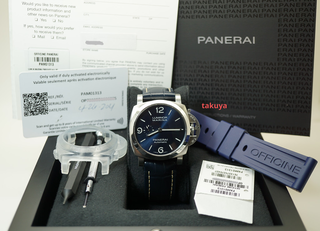 MINT Panerai PAM 1313 LUMINOR MARINA BLUE DIAL 44MM 2021 COMPLETE SET ...