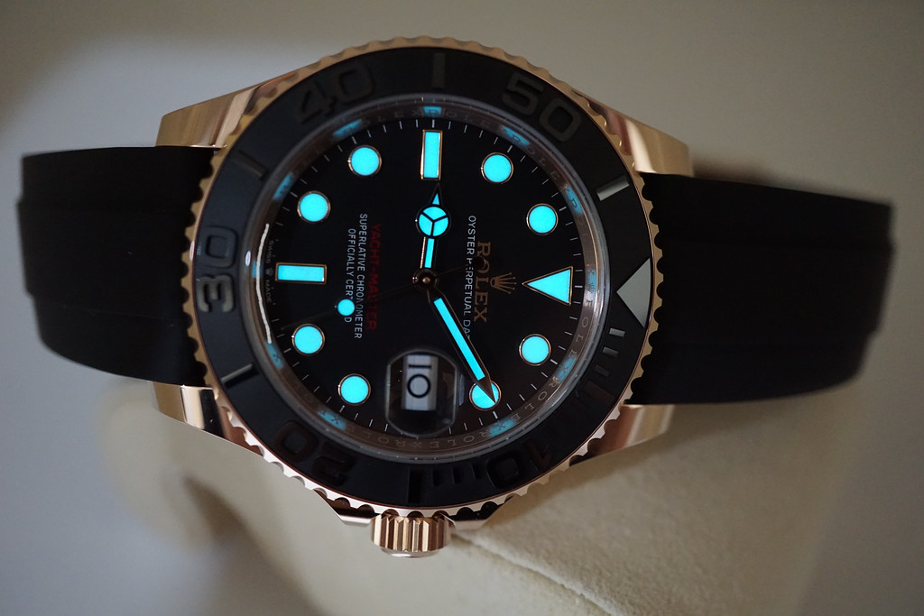 Rolex 126655 YACHTMASTER EVEROSE GOLD CERAMIC BEZEL OYSTERFLEX 40MM ...