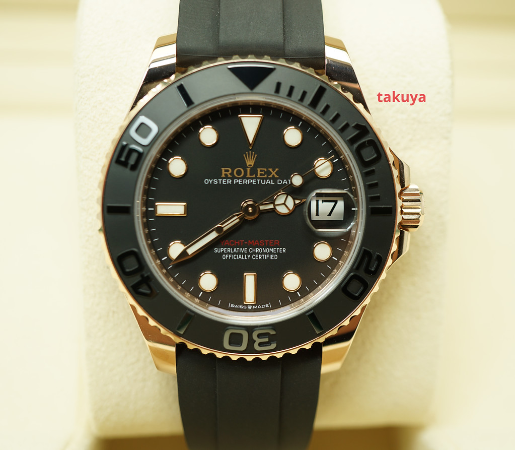 Rolex 268655 YACHTMASTER 18K EVEROSE GOLD OYSTERFLEX 37MM 2021 FULL SET ...
