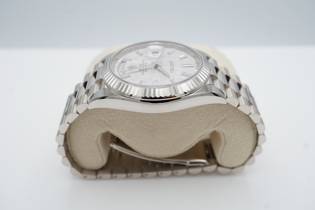 Rolex 228239 DAY DATE 40 18K WHITE GOLD METEORITE BAGUETTE DIAMOND DIAL ...