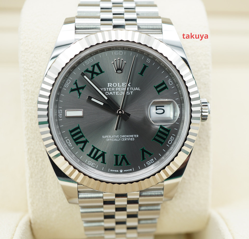 Rolex 126334 DATEJUST 41 FLUTED BEZEL WIMBLEDON DIAL JUBILEE BAND 2022 ...