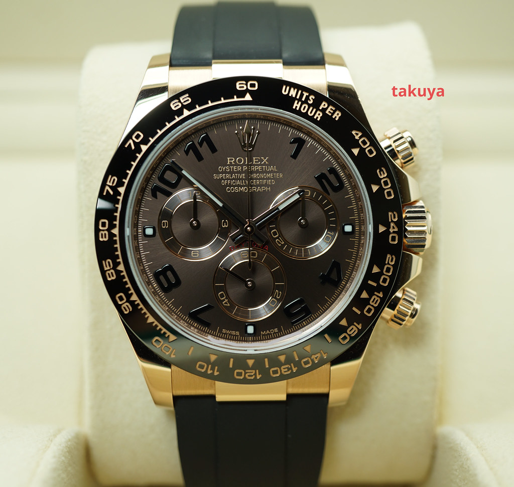 Rolex 116515LN DAYTONA ROSE GOLD CHOCOLATE ARABIC DIAL OYSTERFLEX BAND ...
