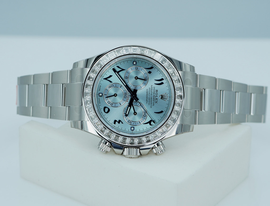 NEW Rolex 116576TBR DAYTONA PLATINUM BAGUETTE DIAMOND ICE BLUE ARABIC ...